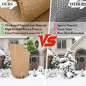 kopotma Burlap Plant Covers Freeze Protection, Burlap Bags for Plant Frost Cloth Plants Jacket Tree Cover, Winter Plant Cover Freeze Protection Cover Bags Blankets, 24x40in,2Packs
