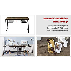 WOHOMO Computer Desk 47 Inch Easy Assembly Desk with Shelves Study Writing Table Simple Modern Home Office Desk, Walnut