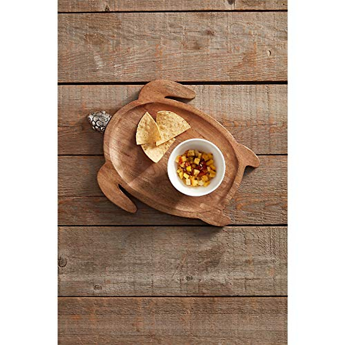 Mud Pie Turtle Wood Tray and Dip Bowl Set