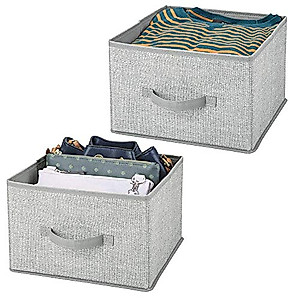 mDesign Fabric Bin for Cube Organizer - Foldable Cloth Storage Cube - Collapsible Closet Storage Organizer - Folding Storage Bin for Clothes and More - Lido Collection - 2 Pack - Gray