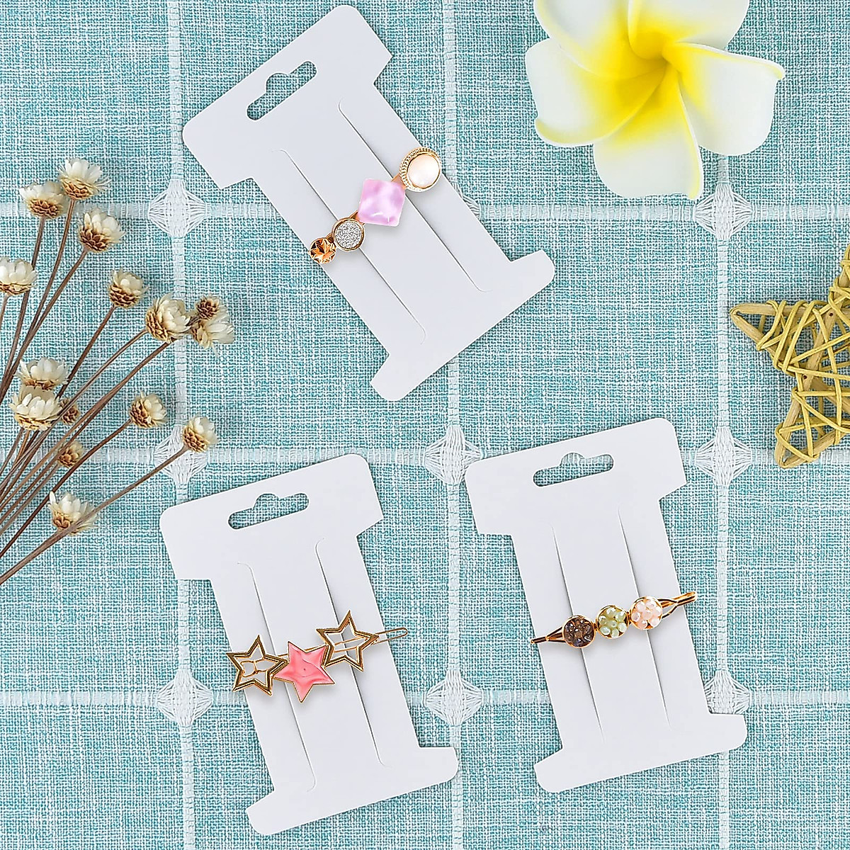 Mototo 300 PCS Hair Clip Bow Display Cards Hair Barrettes Jewelry Display Holder Rectangle Paper Cardboard for Hair Accessories Display and Organizing, 4 x 2-1/2 Inches (White)