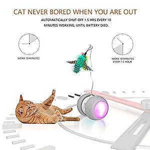 BENTOPAL Automatic Cat Toys Interactive Pet Exercise Electric Toys for Indoor Cats / Kitten with Feather (Auto Cat Toy)