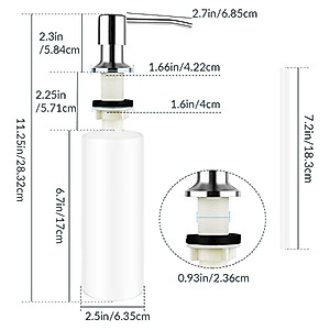 1 Pcs Soap Dispenser for Kitchen Sink Stainless Steel Built in Soap Dispenser Countertop Pump Head with 17OZ Large Liquid Bottle fit Kitchen Bathroom (Silver)