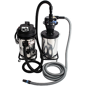 Cen-Tec Systems 96920 HEKA Critical Filter HEPA Commercial Woodworking Vacuum, 10 Gallon Stainless Capture Bin, Quick Click Separator, and Hose and Adapter Set, Stainless Steel