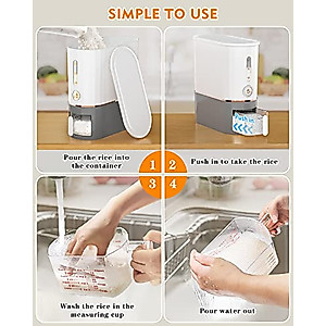 VenDotbi 26.5 Lbs Rice Dispenser, Rice Container with Measuring Cup, Large Capacity Food Storage Container with Lid, Food Dispenser Kitchen Organization for Home Kitchen Pantry Rice Soybean Corn