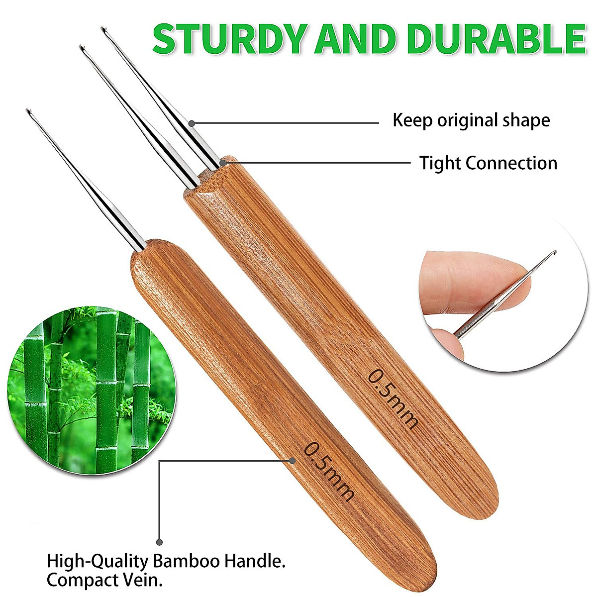 Dreadlocks Crochet Hooks, Crochet Hooks for Dreadlocks, Dread Locks Crochet Loc Needle for Braid Craft 0.5mm ( 1 Hook and 2 Hooks)