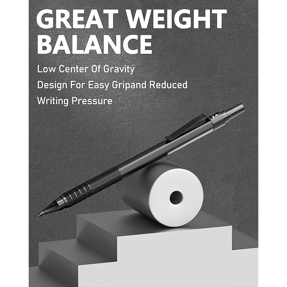 Nicpro Black Metal 2.0 Mechanical Pencil Set with Case, 3 PCS Drafting Lead Holder with 2mm Graphite Lead Refill (HB 2H 4H 2B 4B) & Colors, Sharpeners, Erasers for Artist Writing, Drawing, Sketching