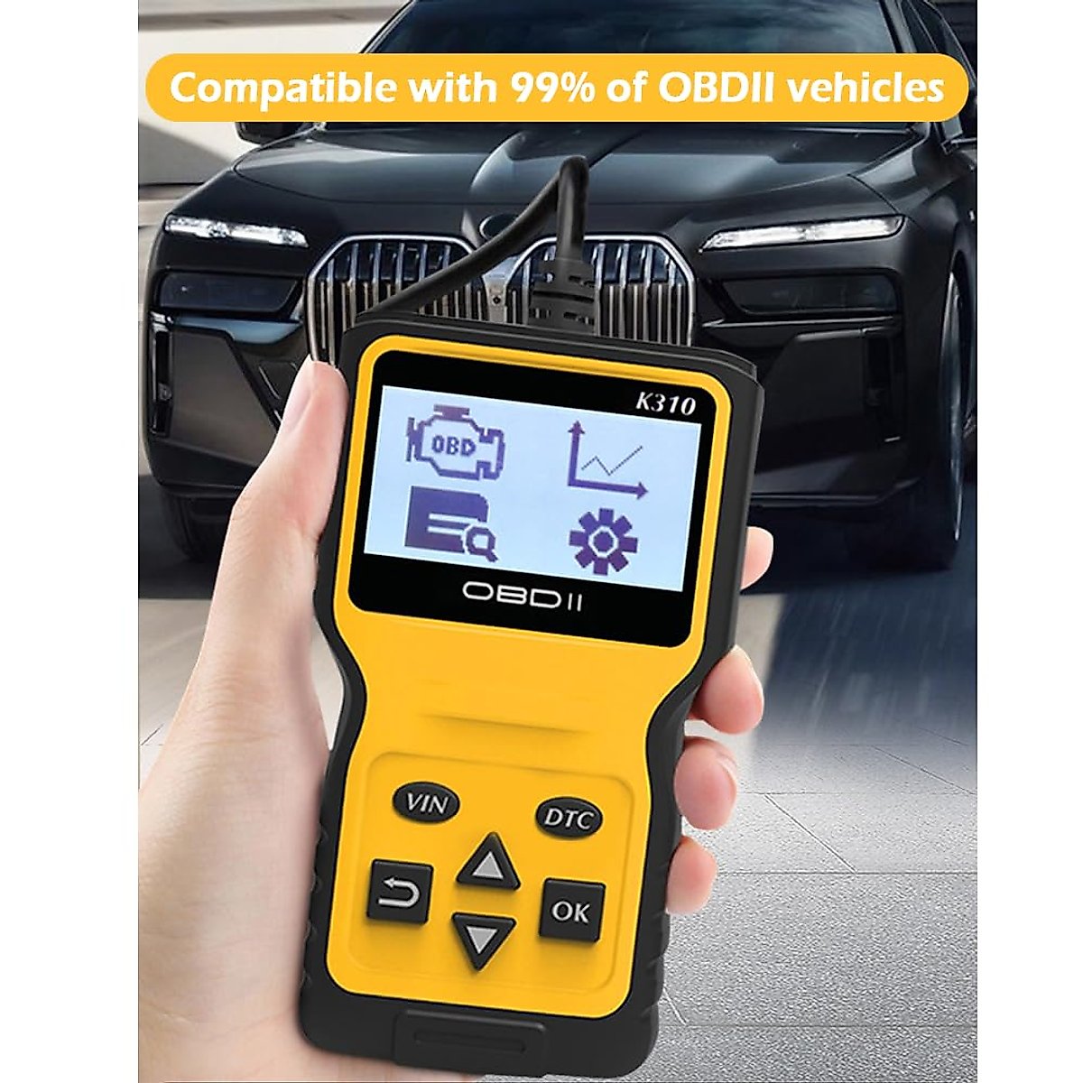 Car Code Reader - Check Engine Code Reader Car Diagnostic Tool with Reset - Quickly Clear Fault Codes - Professional Scanner for Car,Compatible with All OBD II Protocol Cars to Present