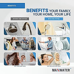Max Water 3 Stage Water Softening10 inch Standard Water Filtration System for Whole House - Sediment + Cation Resin + GAC - ¾" Inlet/Outlet - Model : WH-SC8