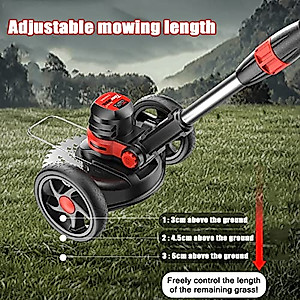 Electric Weed Wacker Battery Powered Weed Eater, 120cm-170cm Cordless String Trimmer Battery Powered Weed Wacker Lightweight Grass Cutter Machine with Battery, Charger and Wheel