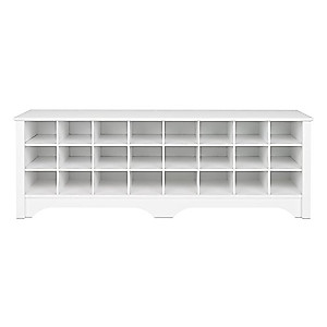 Pemberly Row 60" Wide 24-Pair Shoe Cubby Bench, Shoe Rack, Shoe Storage for Entryway, Mudroom, Hallway, Closet and Garage, White