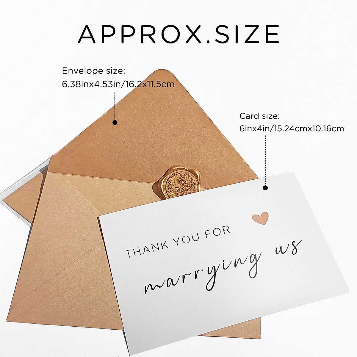 Joyfulmap Wedding Card to Officiant, Wedding Card with Kraft envelope and wax seal, Thank You for Marrying Us, Thank You Card for Priest, Minister, Judge, Pastor