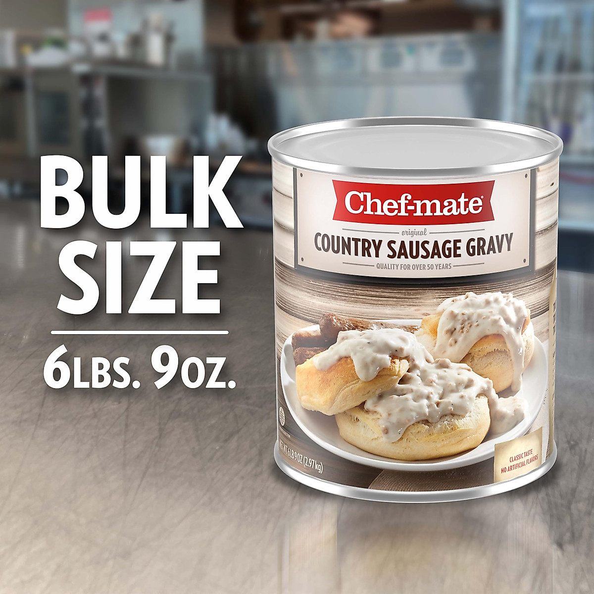 Chef-mate Country Sausage Gravy, Breakfast Sausage, Biscuits and Gravy, 6 lb 9 oz (#10 Can Bulk)