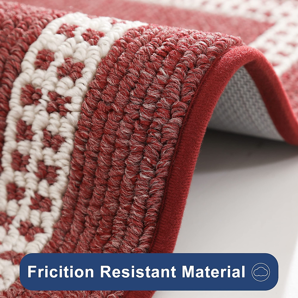 COSY HOMEER Kitchen Rugs Non-Slip 20x30/20x48 Inch Thick Polypropylene Standing Mat for Home Machine Washable, Red