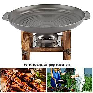 BBQ Round Roasting Tray, luminum Ceramic Plate Non Stick Grill Plate Barbecue Skewers Chafing Dish Party Buffet Pan Cookware for Barbecues, Camping, Durable and Reusable (2M)