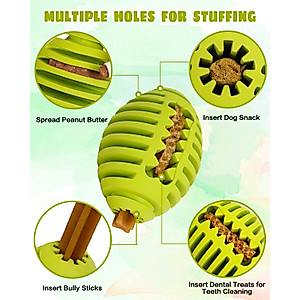 SCHITEC Dog Chew Toy, Interactive Treat Dispenser Puzzle Toys Bully Stick Holder for Medium Large Dogs, Tough Rubber Teething Enrichment Dog Ball