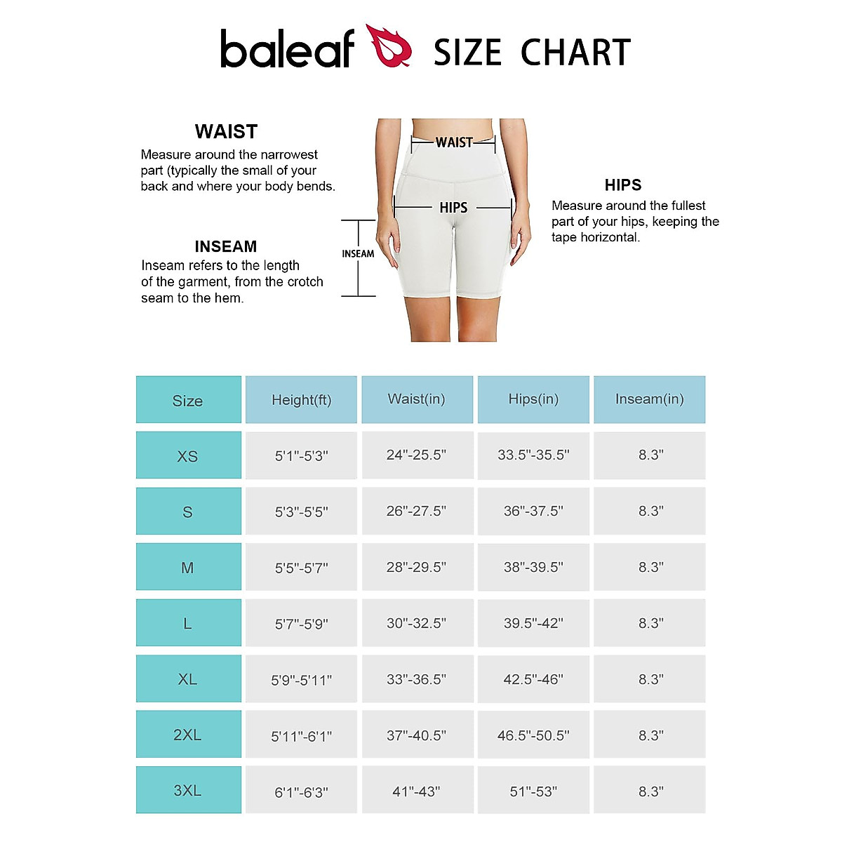 baleaf Biker Shorts Women Yoga Gym Workout Spandex Athletic Running Volleyball Tummy Control Compression with Pockets 8" White S