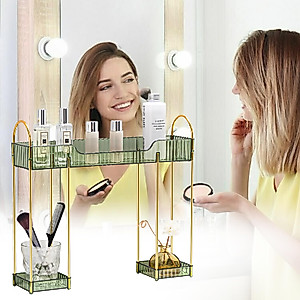 GHWMYD Bathroom Counter Organizer Cosmetics Skincare Shelf Organizer Bathroom Organizer Countertop Makeup Organizer Bathroom Shelf Organizer on The Faucet for Bathroom Kitchen Dresser （Green）