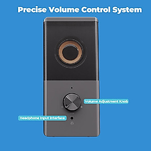 ROSON Computer Speaker, Compact Size Speaker with Headphone Jack, Enhanced Bass and Volume Control, Stereo 2.0 USB Powered 3.5mm Aux Multimedia Speakers for Laptop/Desktop/Tablets/Phone