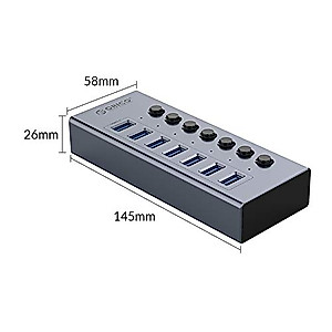 ORICO 13 Port BC1.2 USB 3.0 Hub + Quick Charge with Individual Switches 13 Port USB Data Hub self Power 12V/5A (60W) Black