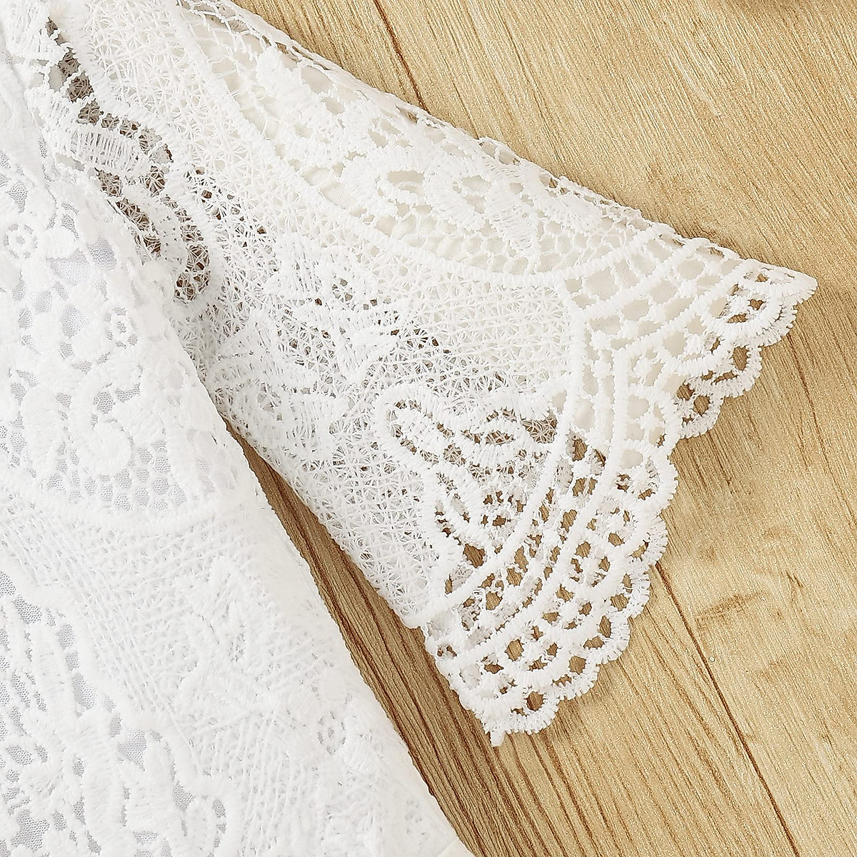 Tikoubabe Baby Girl Clothes Toddler Outfit Infant White Lace Romper Long Sleeve + Jeans Pants Clothing Set 3-6 Months 70cm