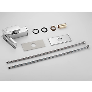 Chrome Bathroom Sink Faucet One Hole LED Waterfall Spout RGB 3 Colors Light Changing Lavatory Vanity Faucets Brass Single Handle Modern Washbasin Bath Tap Include Plates to Cover Holes Residential