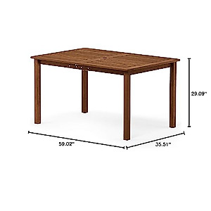Furinno Patio Furniture Hardwood Outdoor Dining Table, Natural