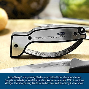 AccuSharp Knife Sharpener, Ergonomic Comfortable Handle, Compact & Easy to Use, Restore and Hone Straight & Serrated Knives, White & Black