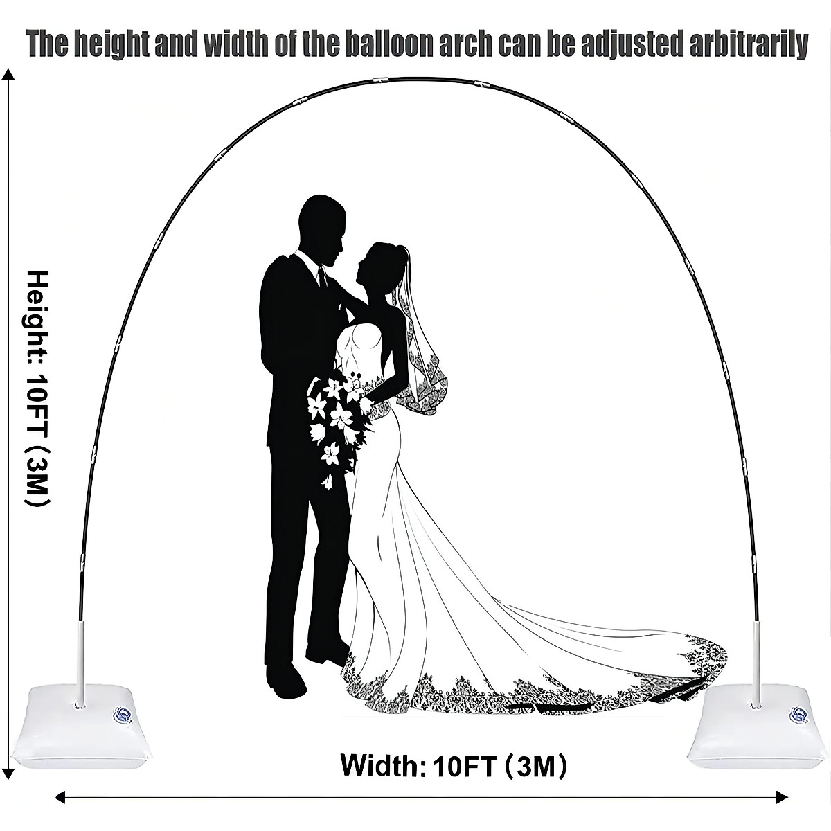 Balloon Arch Kit, Large Adjustable Balloon Column Stands Set for Wedding, Baby Shower, Birthday Party, Bachelorette Party, Other Parties and Events (10ft T, 10ft W)