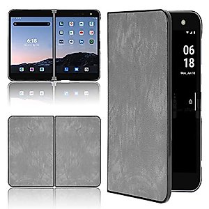 XINYUCASE Premium Solid Color Classic PU Leather Case Cover Compatible with Microsoft Surface Duo 2 (Color : Gray)