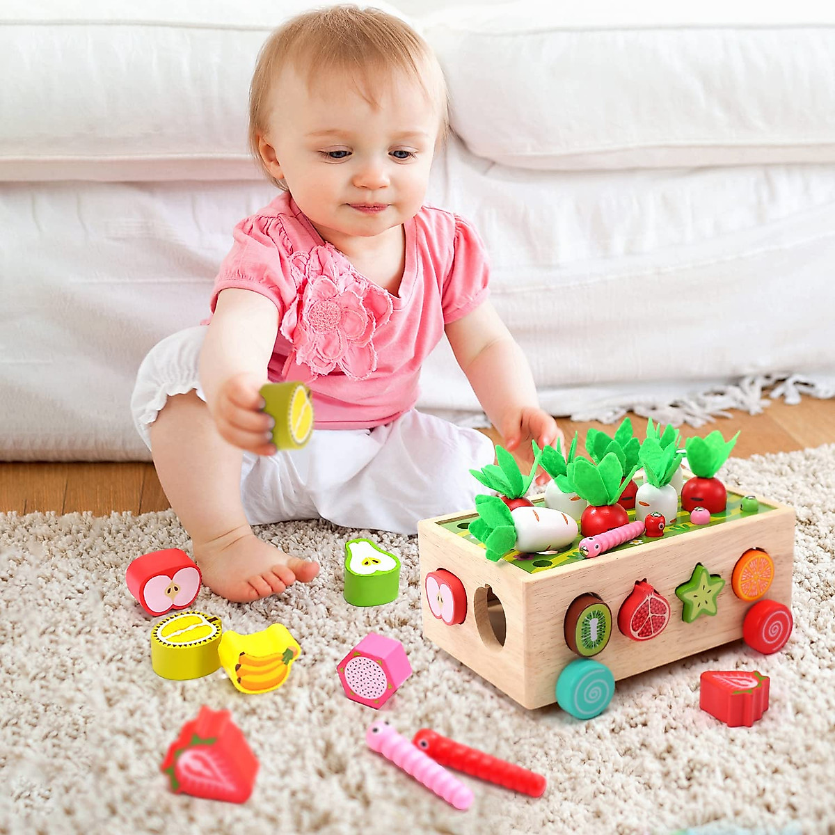 CUTE STONE Montessori Wooden Stacking Toys, Learning Sorting Toys for Toddlers, Baby, Kids, Boys and Girls