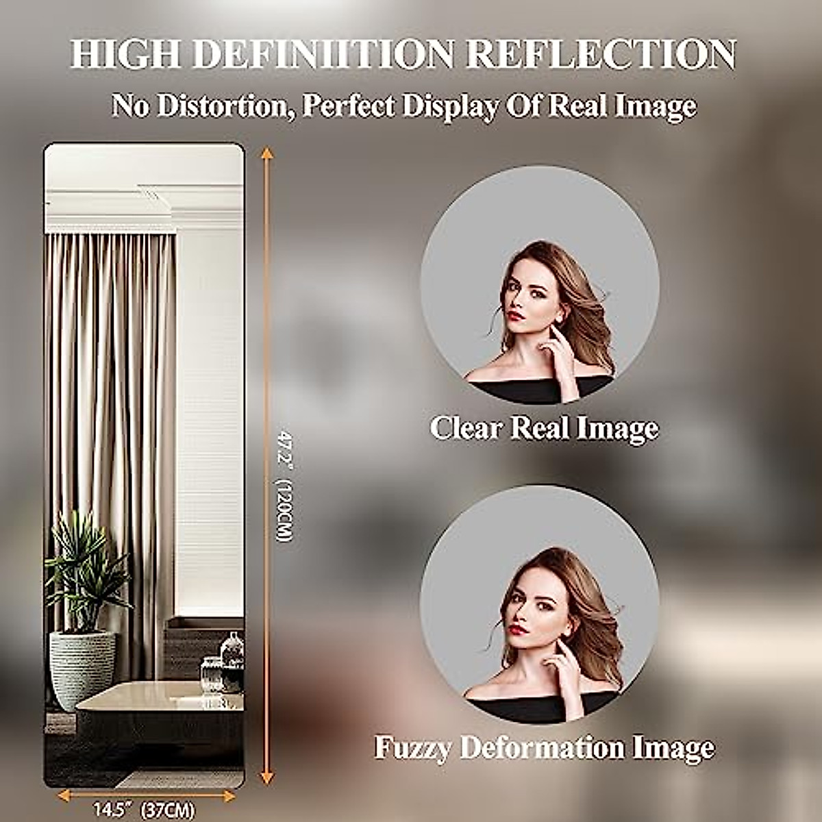 LVZORY Wall Mounted Mirror Full Length,47" x 14" Over The Door Mirror,Hanging Mirror Full Body Mirror,Vanity Makeup Dressing Mirror
