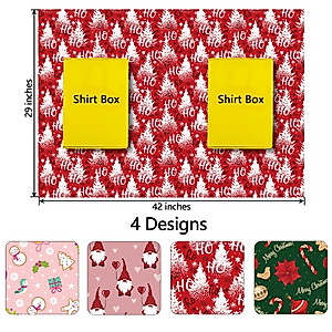 GIOLAINY Christmas Wrapping Paper for Kids Boys Girls Baby Men Women - Xmas Gift Wrap Contain Red Trees, Pink Santa, Snowflakes, Green "Merry Christmas" with Holly Design - 6 Sheets (29*42 Inch per