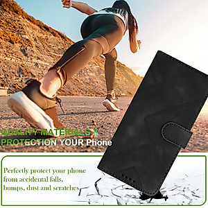 JHWVVTF for Samsung Galaxy A03s (US Version) Phone Case Wallet, Card Holder Leather Kick-Stand, Wrist Strap, Magnetic Closure, Shockproof Protective Pattern Flip Cover (Black)