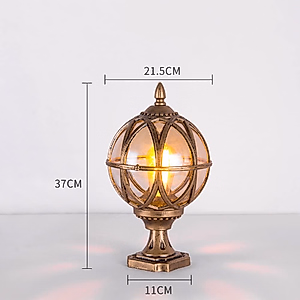 SYUFRE Outdoor Post Light Fixture IP65 Exterior Rainproof Glass Post Lanterns Globe Post Lamp Fence Table Light Lawn Garden Landscape Lamp for Courtyard Decorative Lighting