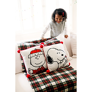 DanDee Peanuts | 14" Officially Licensed & Collectible Decorative Pillow | Snoopy, White