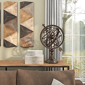 Deco 79 Metal Compass Armillary Globe, 17" x 14" x 25", Brass