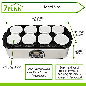 7Penn Yogurt Maker Machine - French and Greek Yogurt Maker with Temperature Control Including 8 Yogurt Jars with Lids