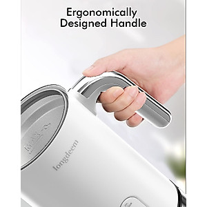 LONGDEEM Milk Frother, 4-in-1 Electric Milk Foamer with Cold & Hot Froth for Latte Cappuccino - Automatic Coffee Foam Maker, Stainless Steel, 10 oz/5 oz, Non-Stick Coating with Auto Shut-Off, White