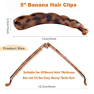 6 Pieces Banana Hair Clips for Women,Cute Banana Clip for Thin Fine Thick hair,Non Slip Banana Claw Clips