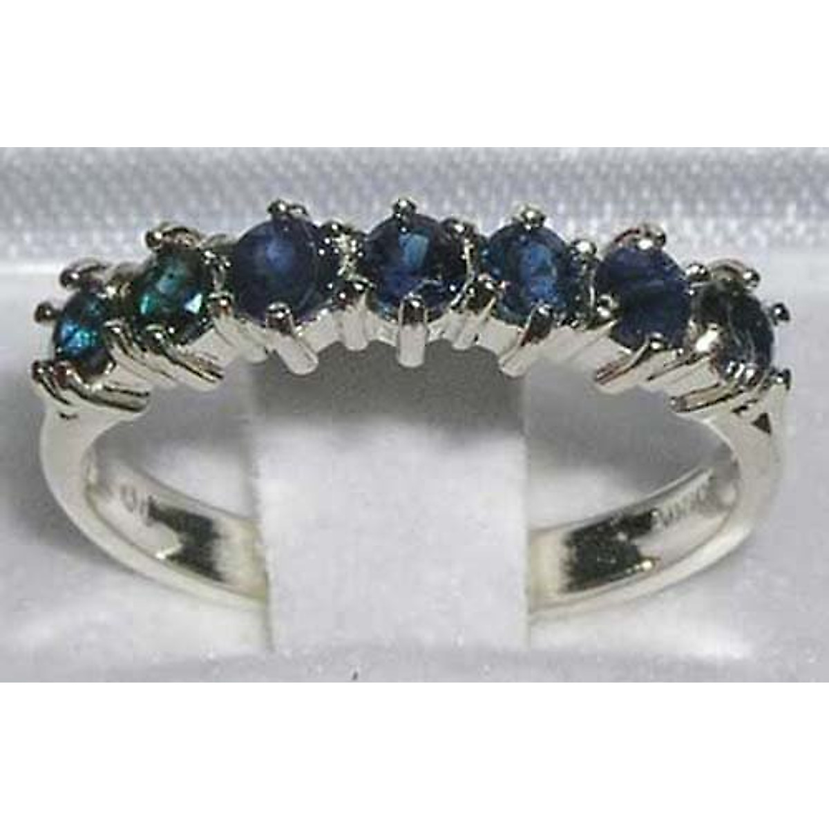 925 Sterling Silver Natural Sapphire Womens Eternity Ring - Size 5