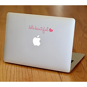 3x Hello Beautiful Rearview Mirror Decal,Vinyl Pink Car Decals For Women,Vanity Mirror Stickers,Girl Car Decal Gifts,Car Window Decal,Car Mirror Pink Sticker,Car Window Decal, Self Affirmations Decal