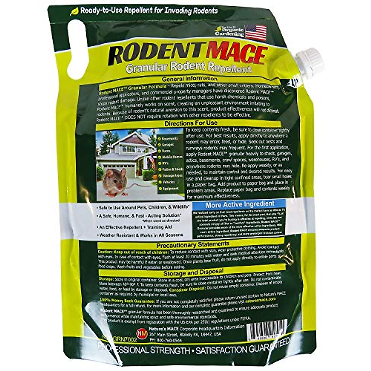 Nature’s MACE Rodent Repellent 6lb / Covers 1,000 Sq. Ft. / Repel Mice & Rats/Keep Mice, Rats & Rodents Out of Home, Garage, Attic, and Crawl Space/Safe to use Around Children & Pets