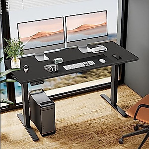 SMUG Electric Standing Desk with Memory Preset, Ergonomic Height Adjustable Table with T-Shaped Metal Bracket Modern Computer Workstations for Home Office, 4024, Black