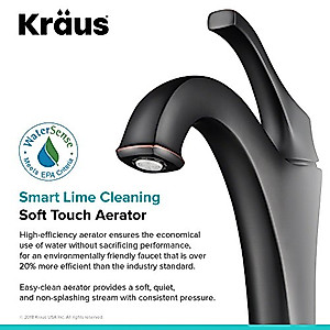 KRAUS KVF-1200ORB Arlo Single Handle Vessel Bathroom Faucet with Pop Up Drain, Oil Rubbed Bronze