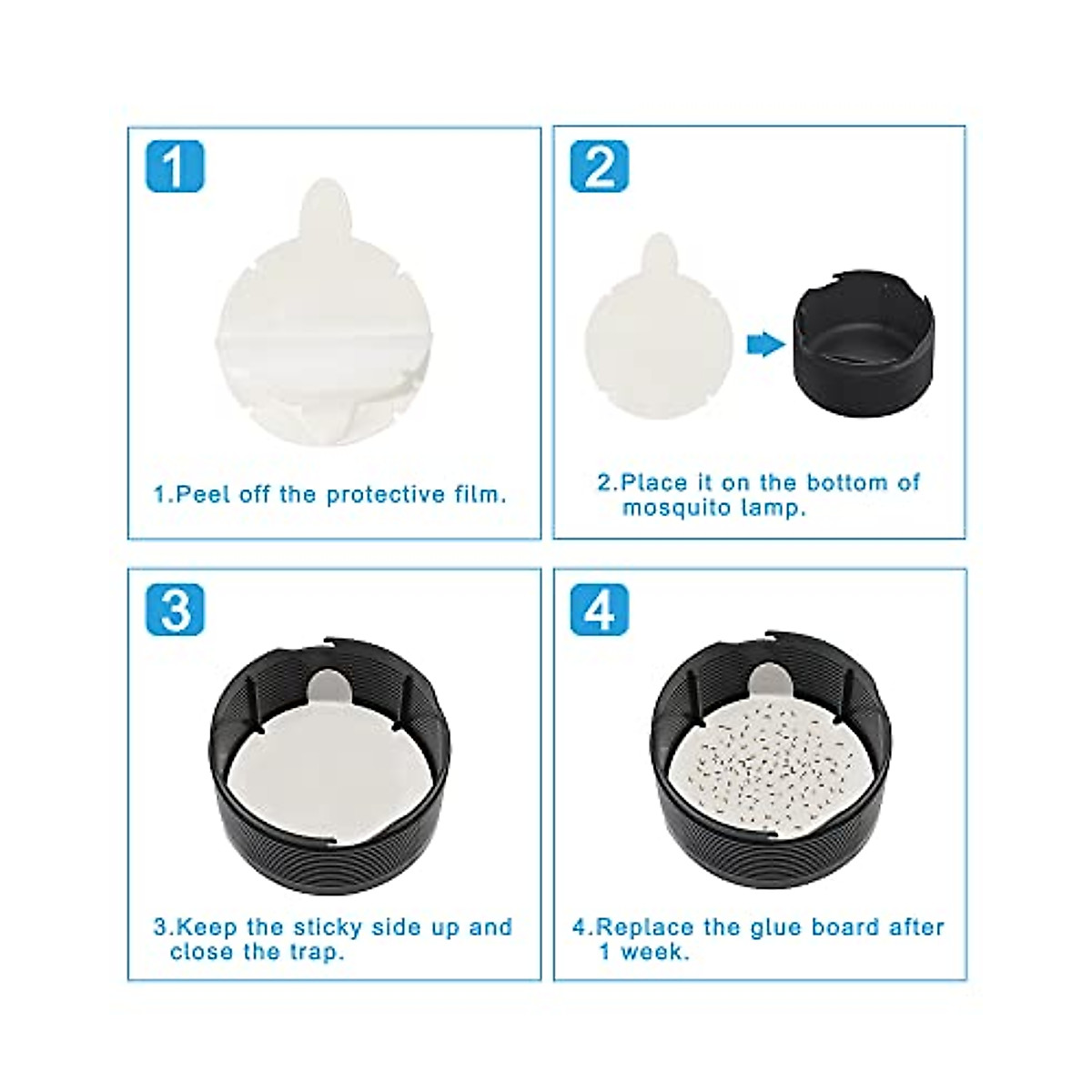 12 Pcs Refill Glue Boards Replacement Sticky Pads Compatible with Fvoai, Toloco, and MiUONG Zap T3 Pro Indoor Insect Fly Mosquito Trap Bug Catcher Mosqusito Lamp