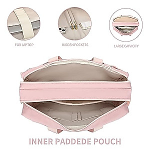 seyfocnia Messenger Bag for Women,Laptop Backpack Fits 17.3 Inch Laptop Bag Handbag Business Briefcases for Women Convertible Briefcase Backpack Shoulder Bag for Work-Pink
