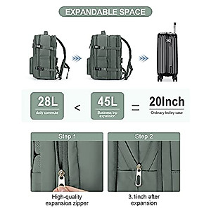 Large Travel Carry on Laptop Backpack for Women Men, Expandable Flight Approved Backpack, Waterproof Sports College bag Casual Daypack for Weekender Business Hiking with Shoe Compartment DarkGreen