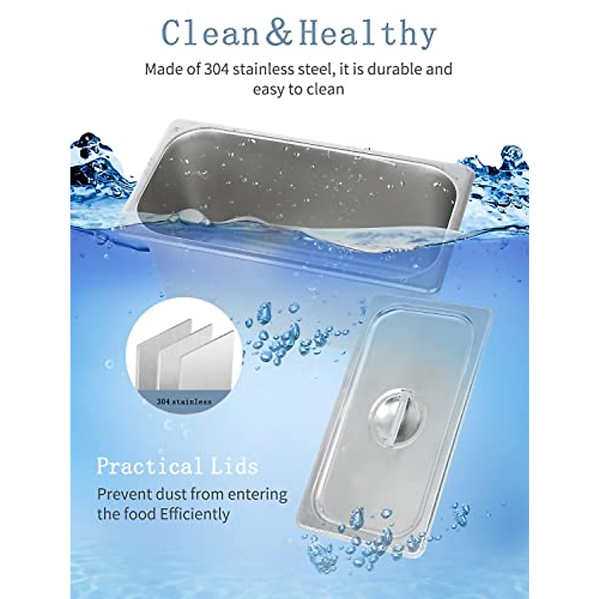 Steam Table Food Warmer 3 Pan,1200w Commercial Countertop Electric Warmers for Food,Stainless Steel Bain Marie Buffet with Lids 21qt Lage Capacity for Hotel and Restaurants