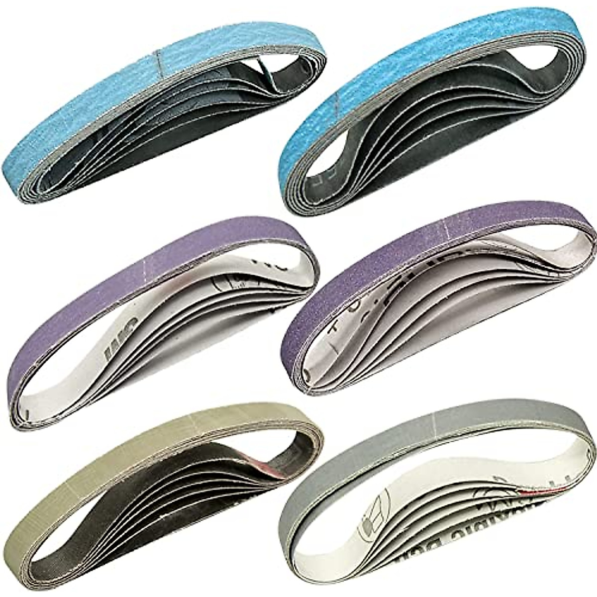 36 Pcs 1/2" x 12" Knife Sharpener Replacement Work knife Sharp Belts Kit, Sharpeners Sanding Belts Set for Work knife Sharp Knife Sharpener & Tool Sharpener, 6 Each of 80/120/240/400/1000/2500 Grits